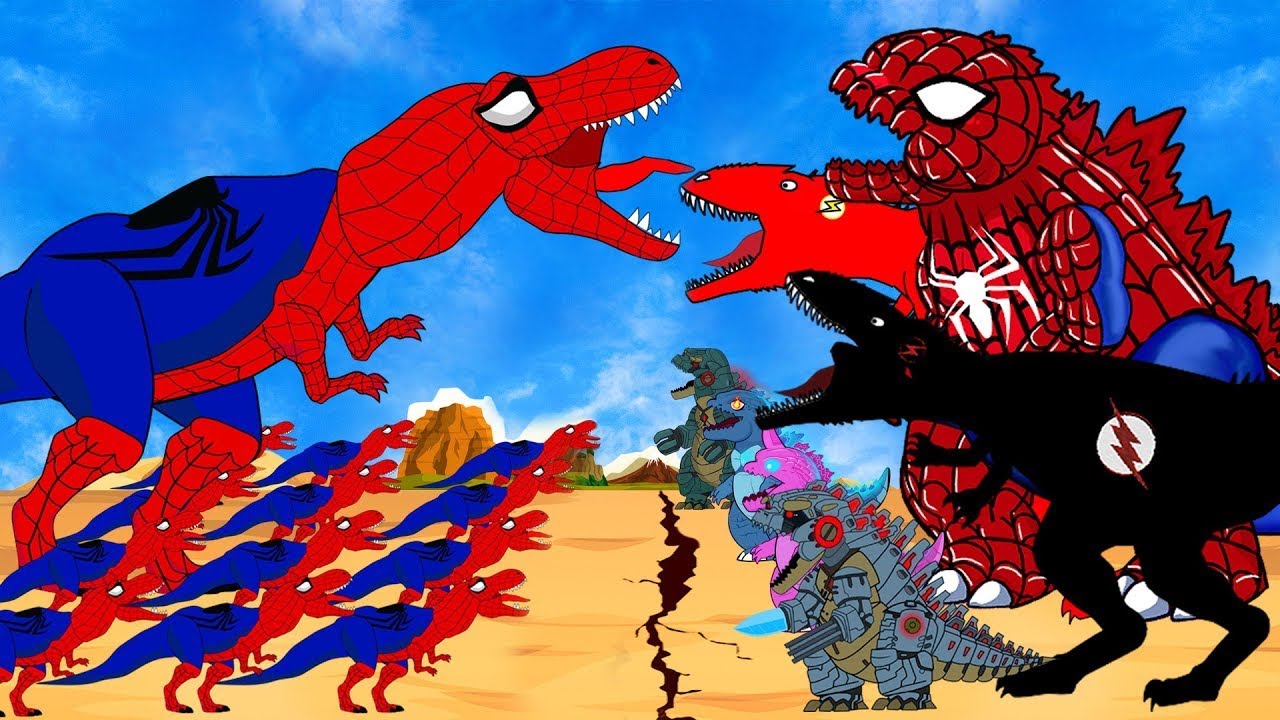 SPIDER T Rex Team GODZILLA Evolution Transformers VS Black Flash ...