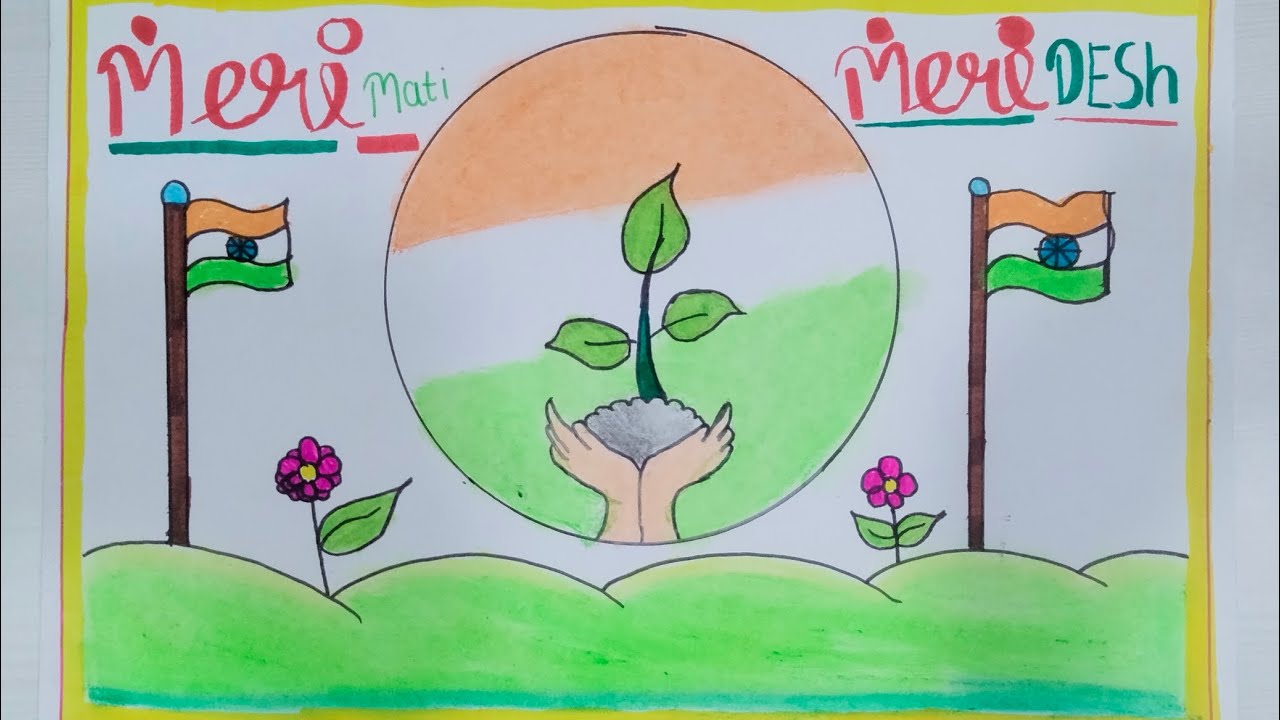 Meri Mati Mera Desh Abhiyan Drawing / How to Draw Meri Mati Mera Desh ...
