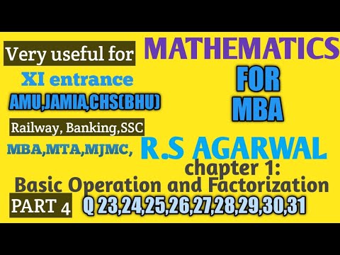 Mathematics For MBA,By:R.S AGARWAL,Part-4,Q22-Q31 - YouTube