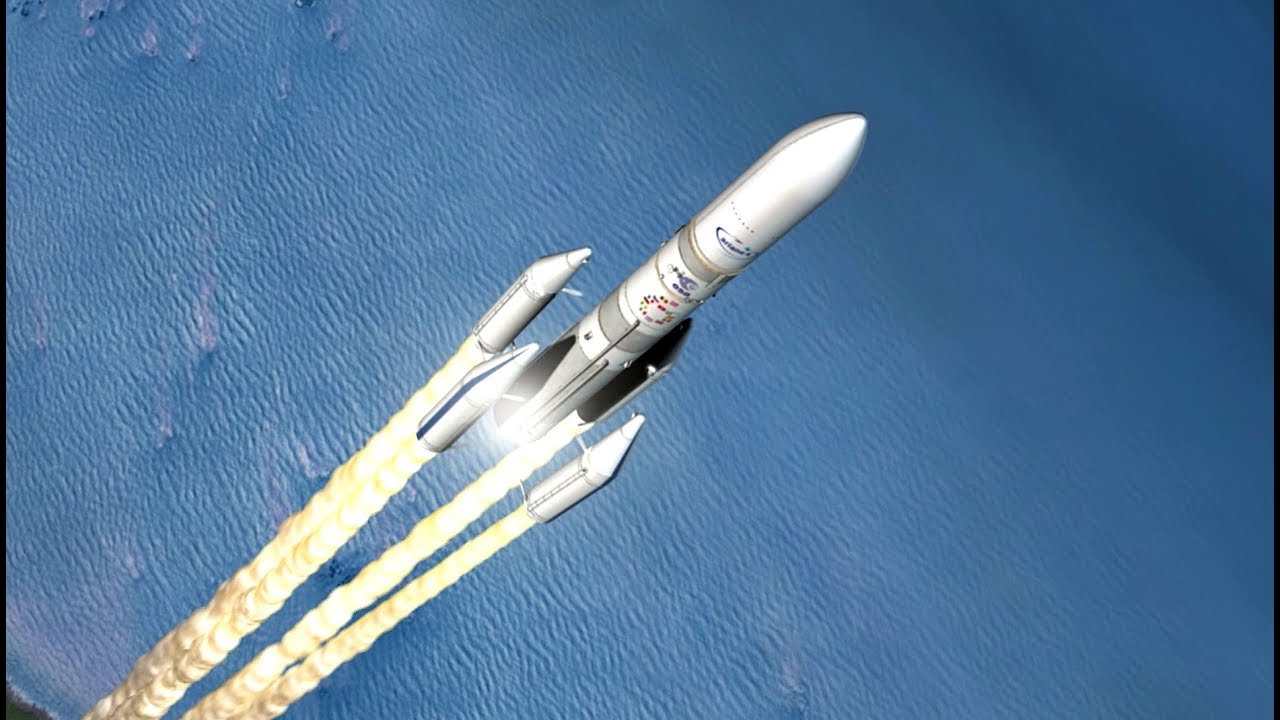 Ariane 6 modular three-stage launcher, four boosters (A64 configuration ...