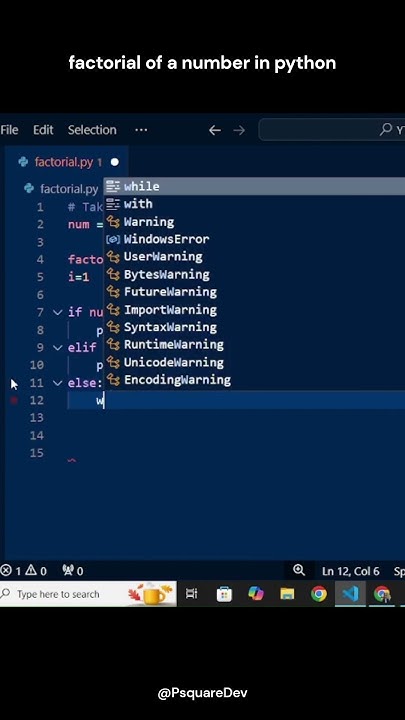Factorial Program In Python 🧑‍💻 Coding Learnpython Youtube 