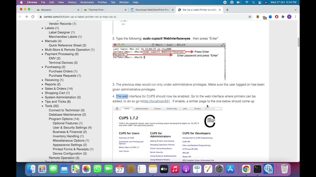 Set Up a Thermal Printer and WebClientPrint Processor on a Mac OS X - YouTube