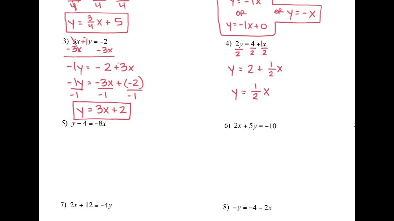 Writing Equations in Function Form Worksheet Explanation Video - YouTube