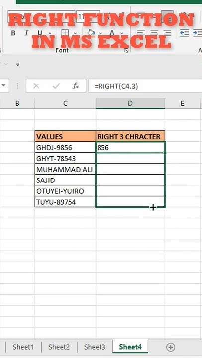 How to find right side values using RIGHT Function in MS Excel Tutorial. - YouTube