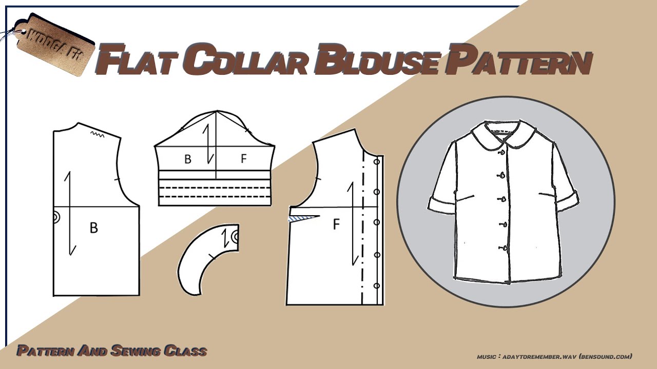 [Pattern] Flat collar Blouse (Rolled-up sleeve blouse, 플랫 카라 블라우스/롤업 ...