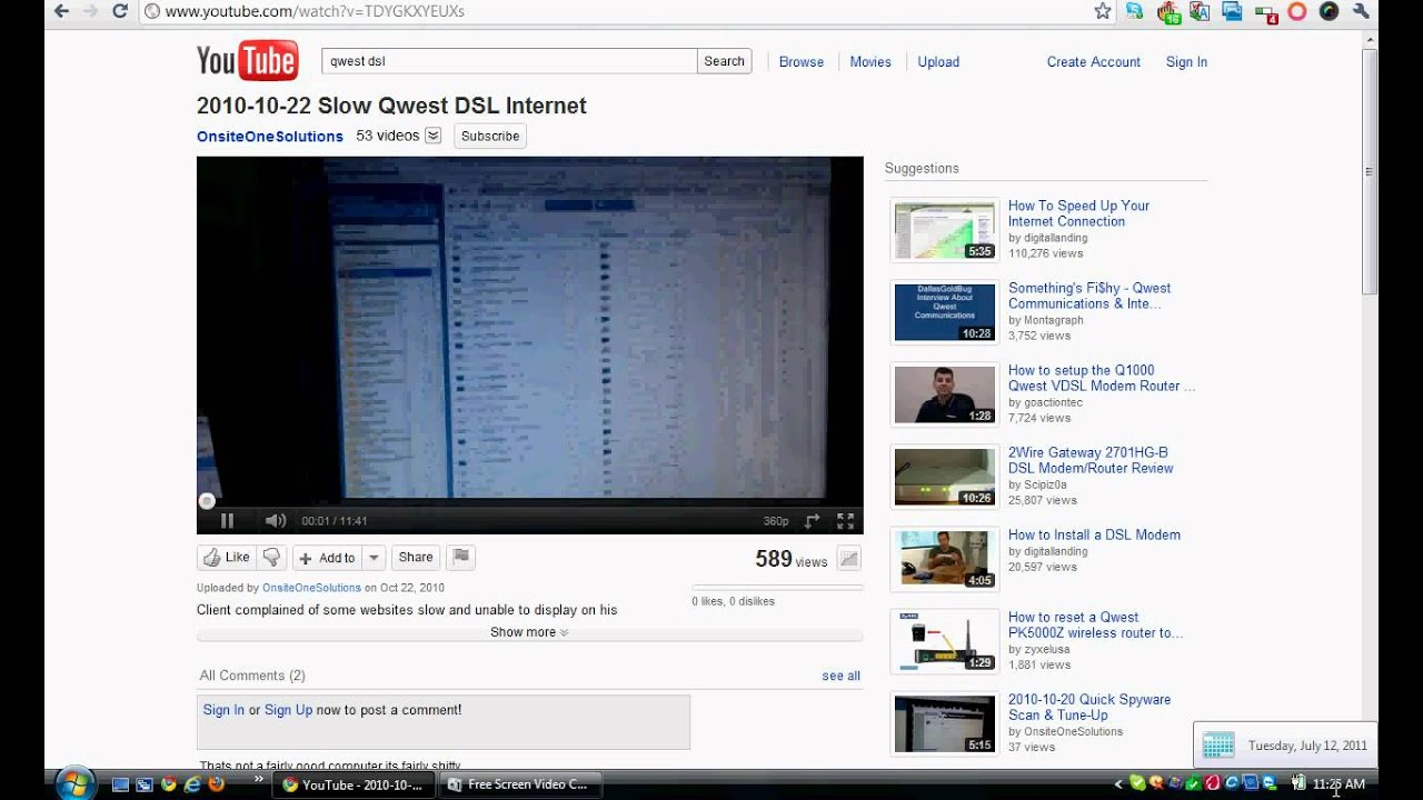 QWEST DSL GOES OUT 2 ON A PK5000 - YouTube