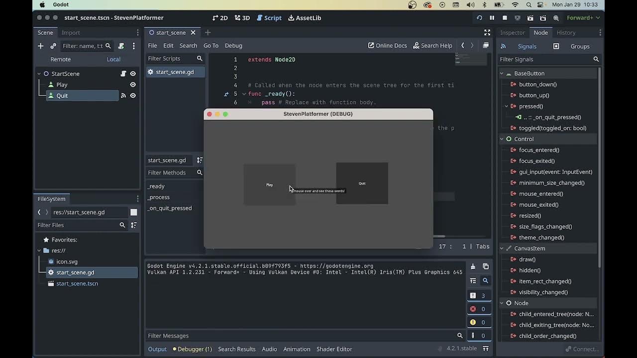 Godot Play and Quit Buttons - YouTube