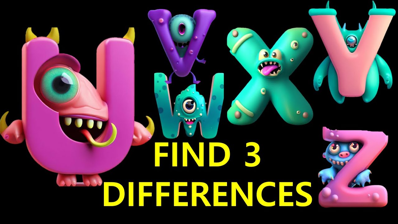 [YHTUBE] FIND 3 DIFFERENCES | [Alphabet UVWXYZ] perception ...