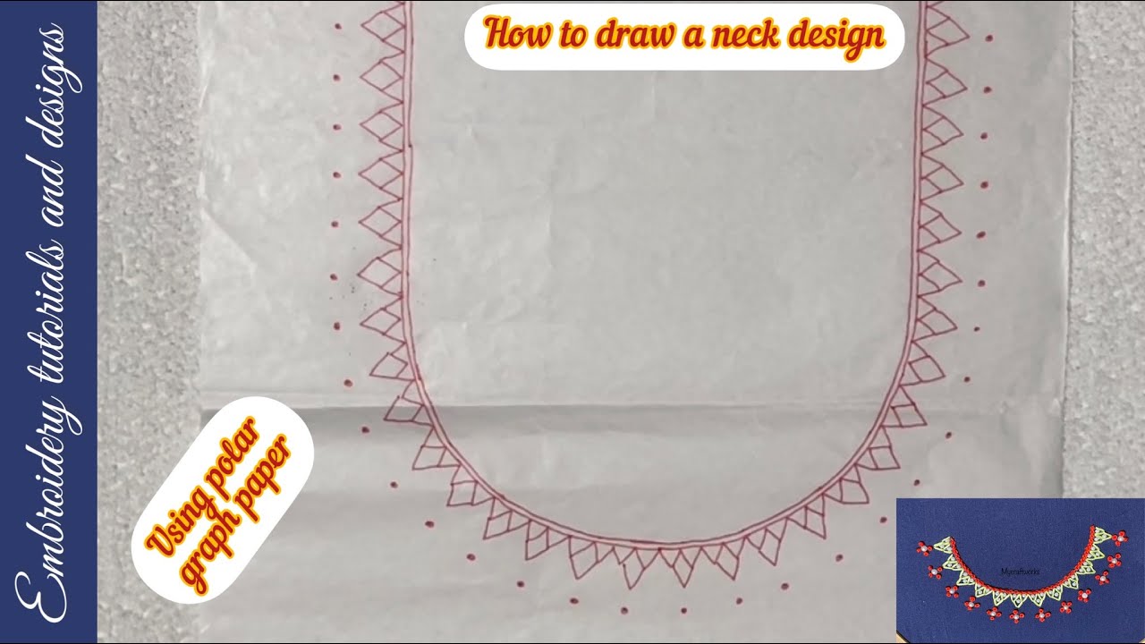 How to draw a neck design easily for embroidery using polar graph paper ...