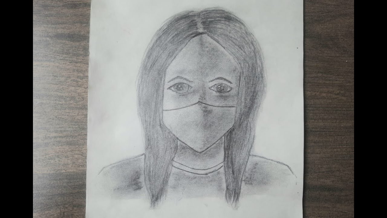 How to Draw a Girl Wearing Mask // Beautiful Girl Drawing Pencil Sketch ...
