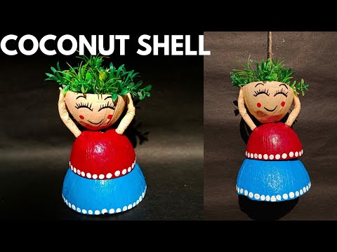 Cute Coconut Shell Doll Craft🎎/Best Ideas To Reuse Coconut Shell/Doll ...