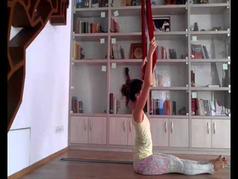 aerial yoga with hammock front and back rolls - YouTube