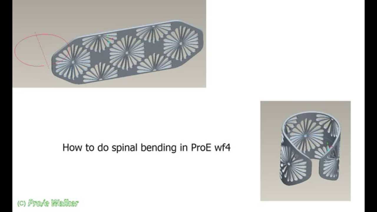 Bend a feature along a spine curve - spinal bend ProE (Creo Parametric ...