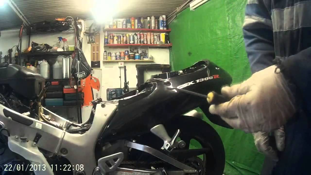 Hayabusa rear plastics removal - YouTube
