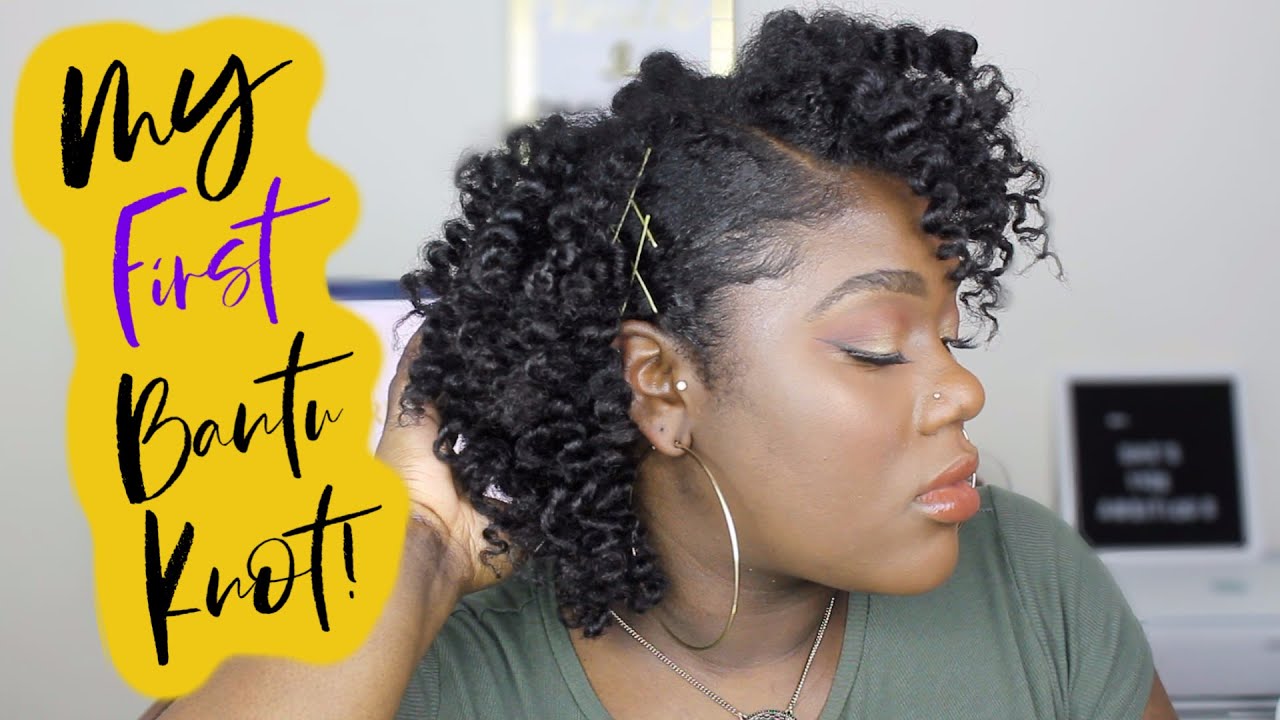 My FIRST Bantu Knots on Natural Hair || & Touchdown CBD 24K Gold Edge ...