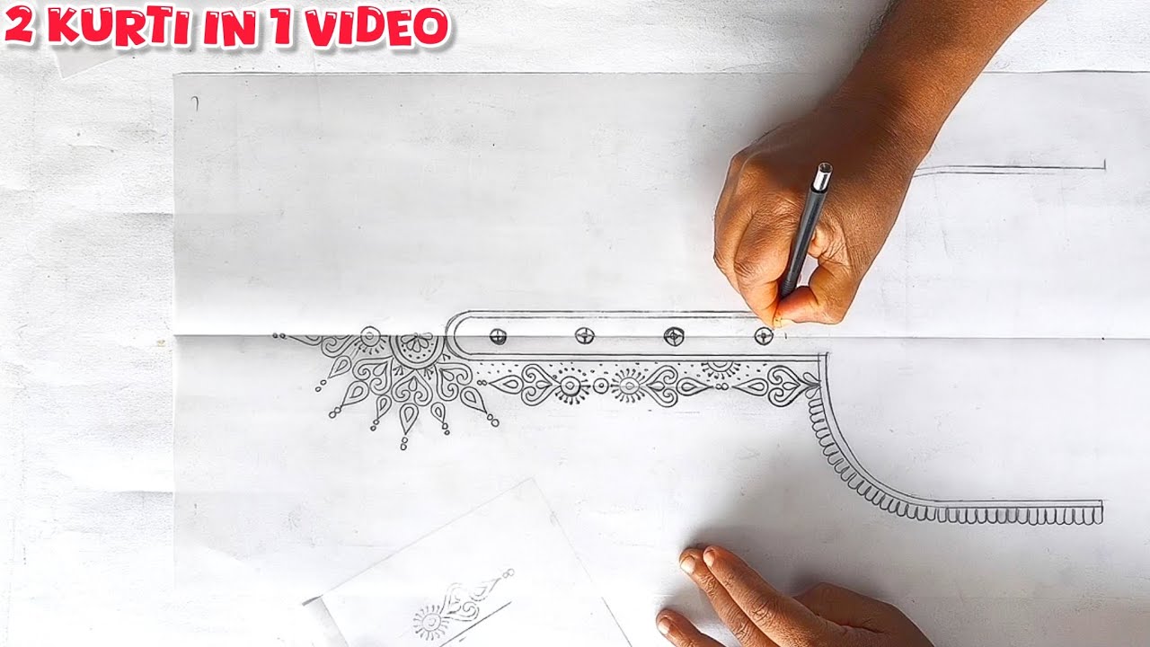 How to drow kurti design || Step by step || easy kurti drawing - YouTube