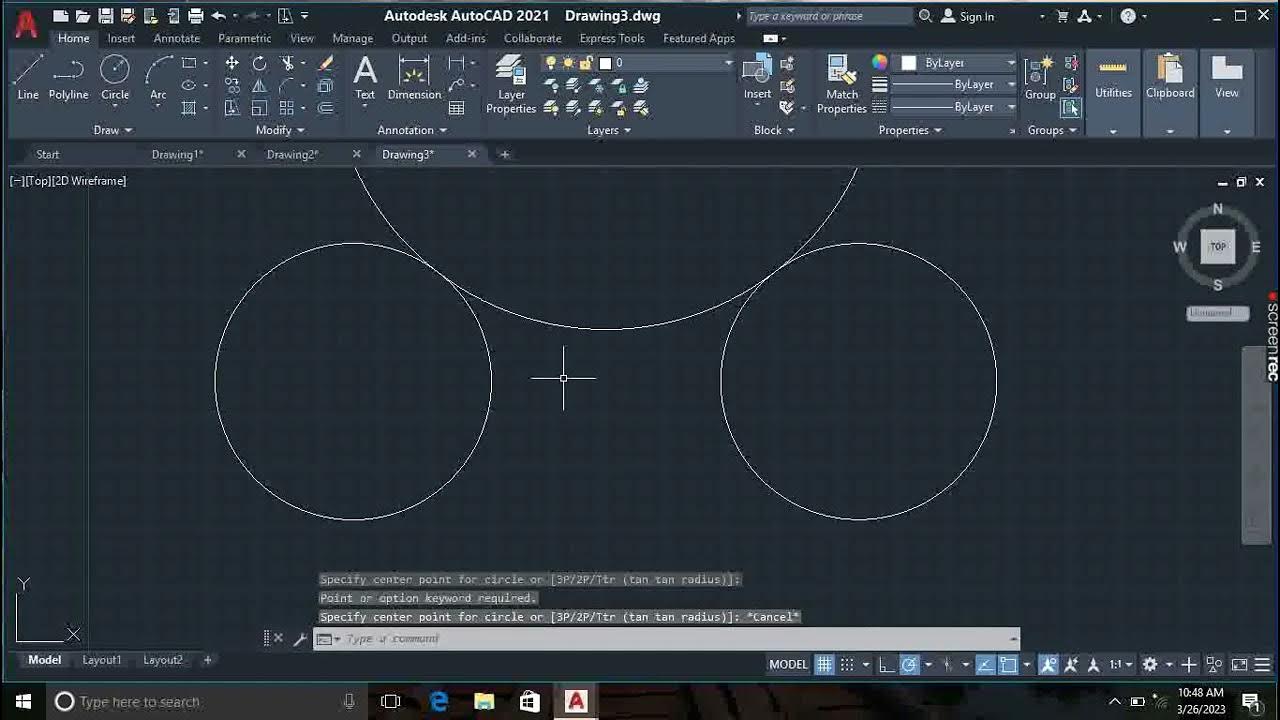 Tangent command in Autocad Tan Tan Radius,II Autocad Tan Tan Radius(ttr ...