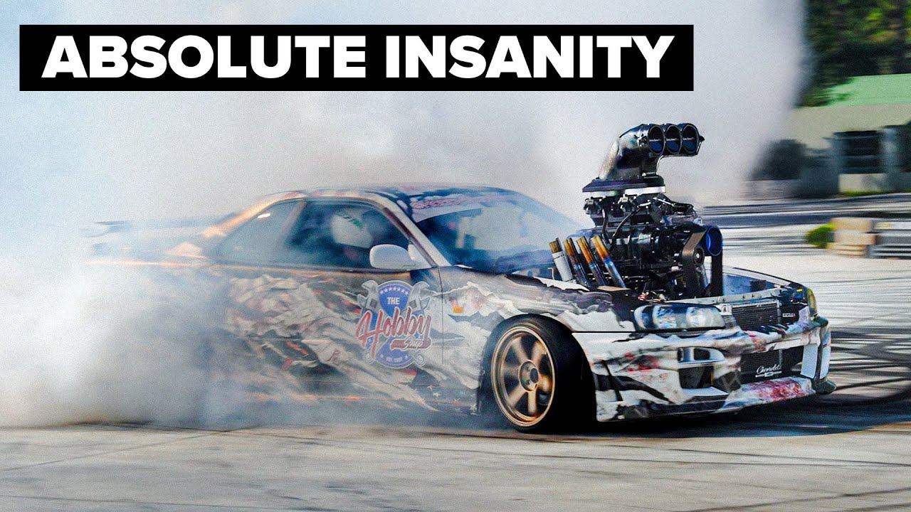 Aussie Style R34 Burnout Machine visits the LZ Compound - YouTube