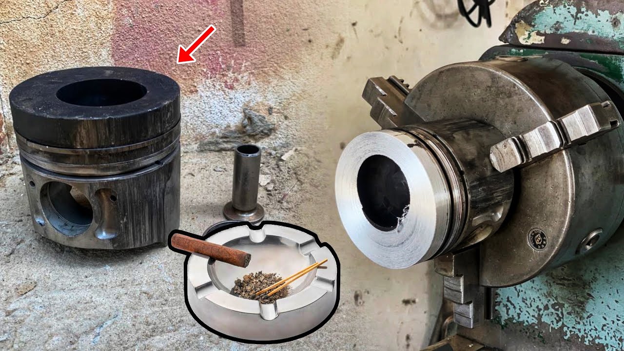 Amazing process of making cigarette ashtray with piston - YouTube