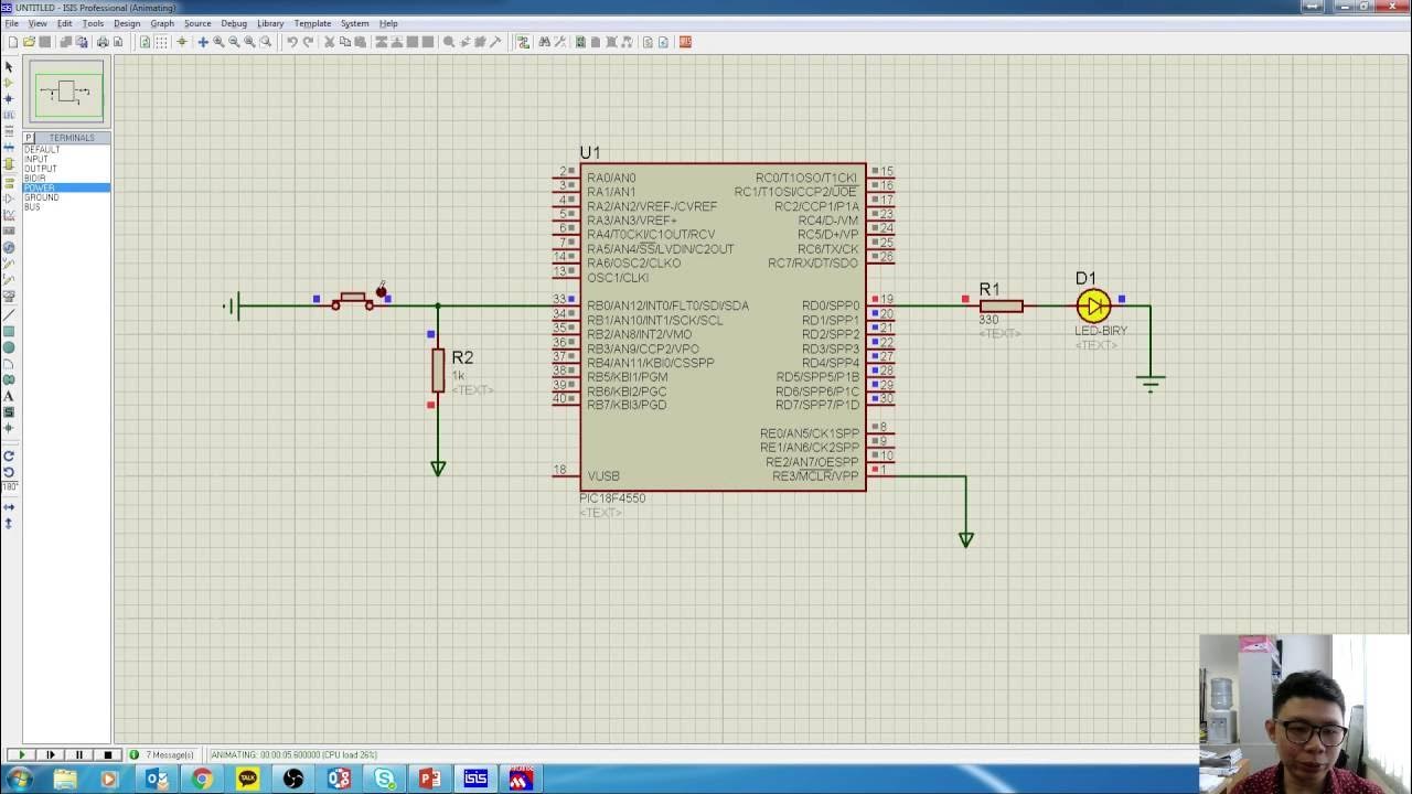 Constructing basic circuit on PROTEUS using PIC18 assembly language - YouTube