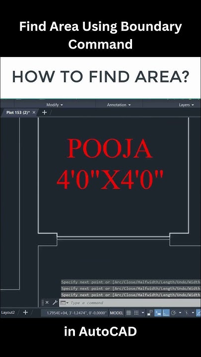 How to Find Area Using Boundary Command in AutoCAD | AutoCAD Area Calculation Tutorial #shorts ...