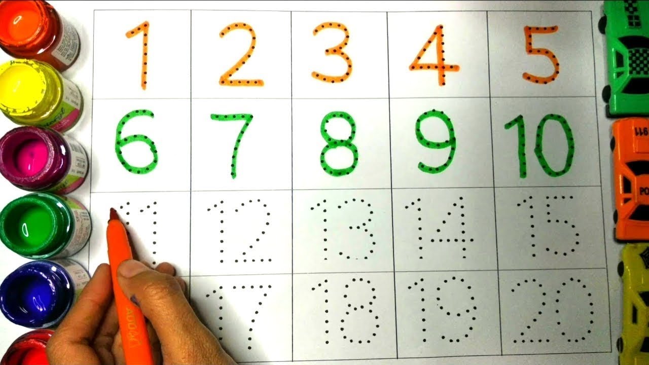 123 numbers count and trace, learn 123 numbers, write and read numbers ...