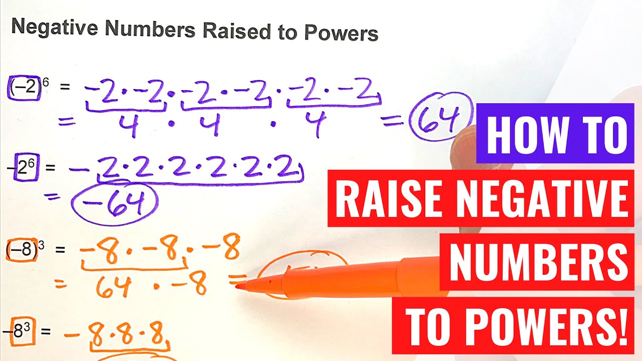 Raising Negative Numbers to Powers - YouTube