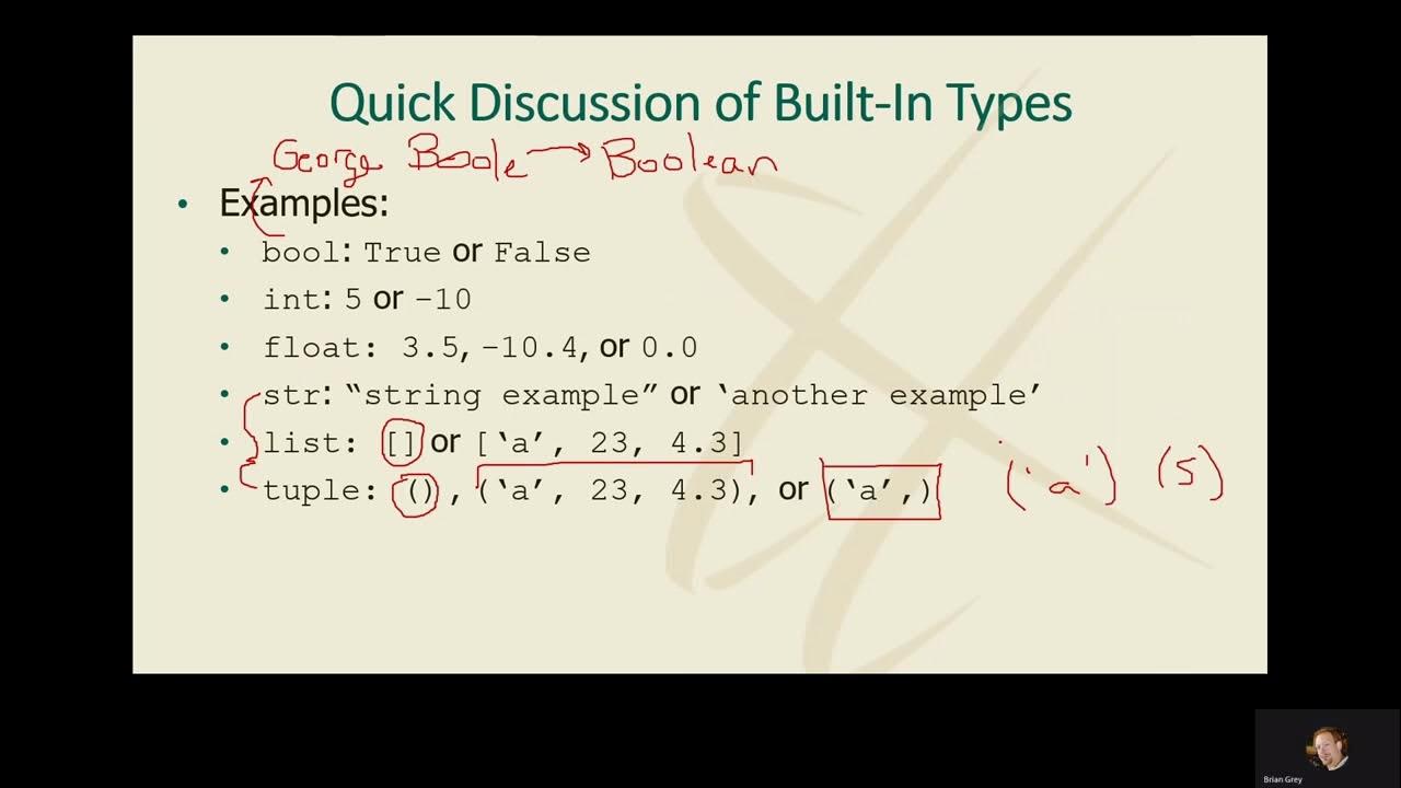CISC 160 Module 01 Part 4 Built In Data Types - YouTube