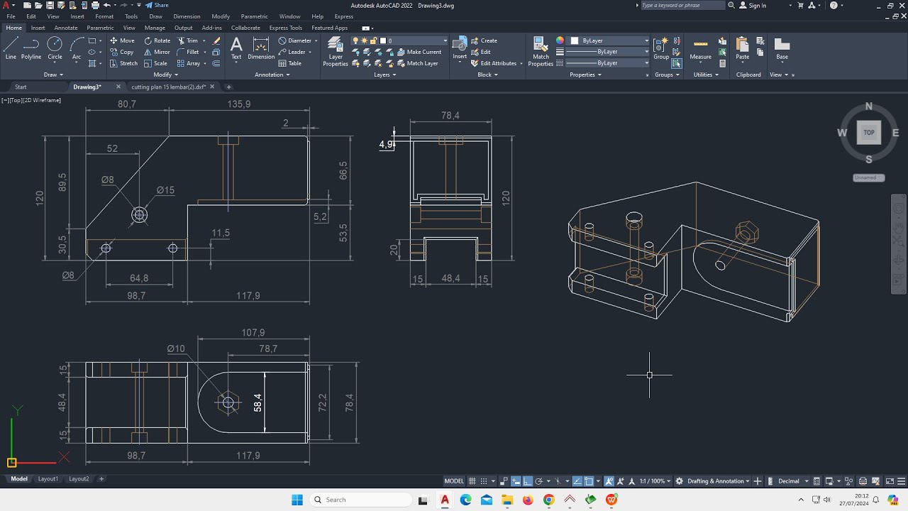 3d autocad practise drawing, autocad 3d, - YouTube