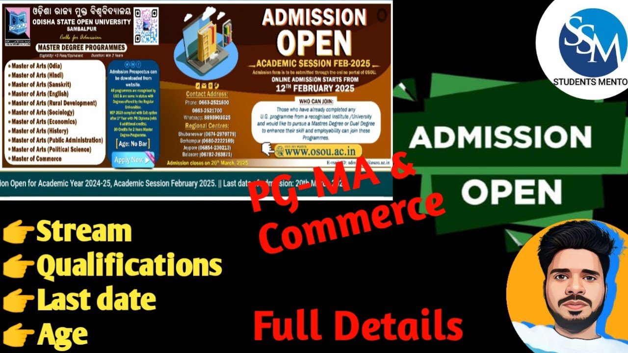 Odisha State Open University | PG Admission Process 2025 | OSOU ...