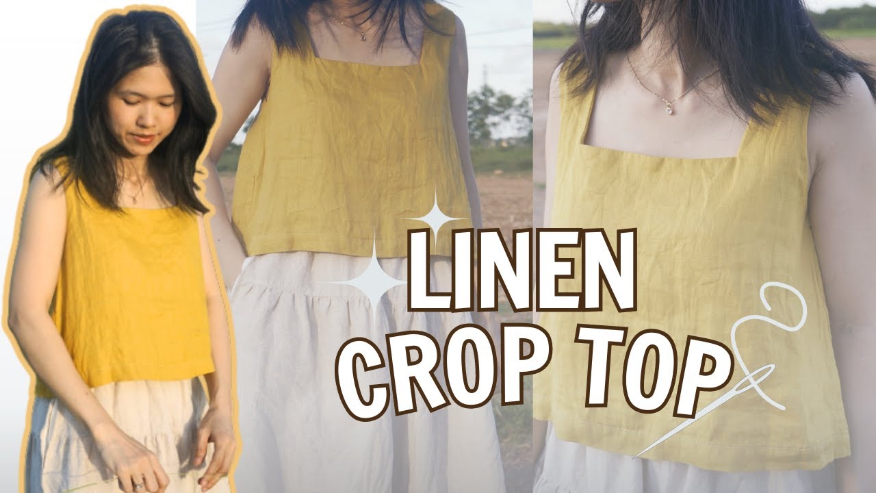 Sew with me, Linen sleeveless crop top is so easy for beginners/Kim ...