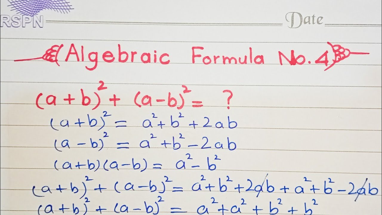 Basic Algebraic Formula's || Algebraic Identities class 9 || Algebra by ...