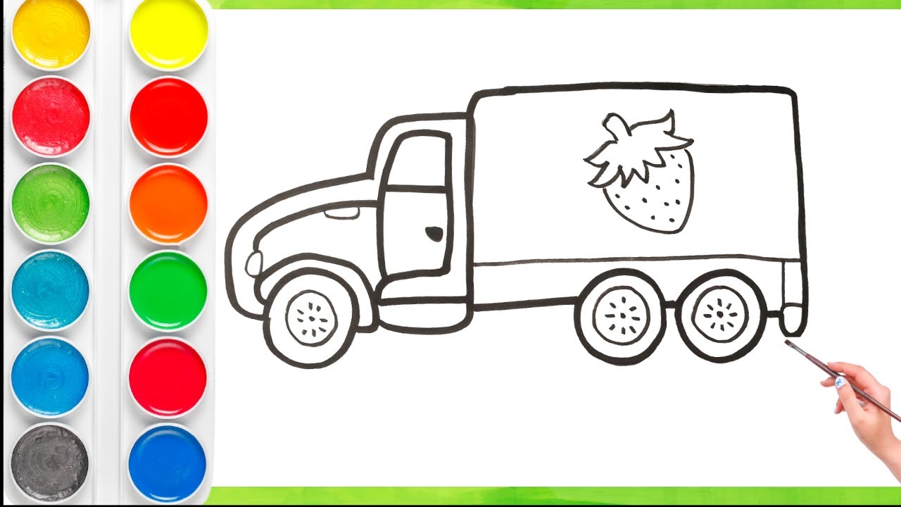 Semi-Trailer Truck Drawing and Coloring for Kids and Toddlers | Truck ...