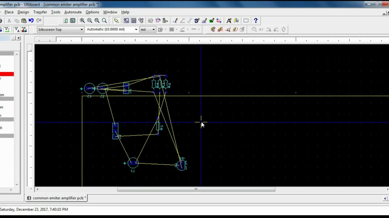 PCB Design for Common Emitter Amplifier with Multisim - YouTube