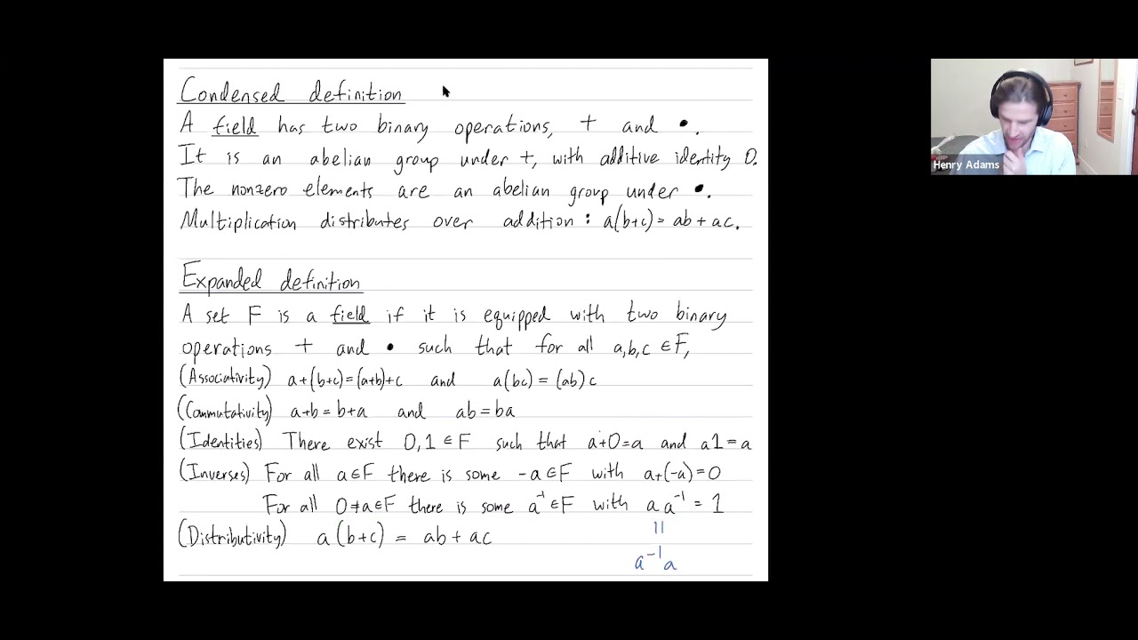 Abstract Algebra 73: Two equivalent definitions of fields - one ...