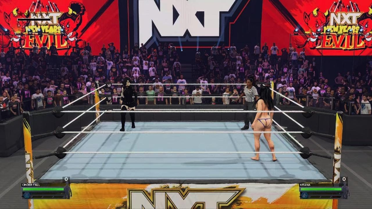 WWE 2K24 Cinder Fall VS Kitana (Sexy Bikini) 2 Out of 3 Falls - YouTube