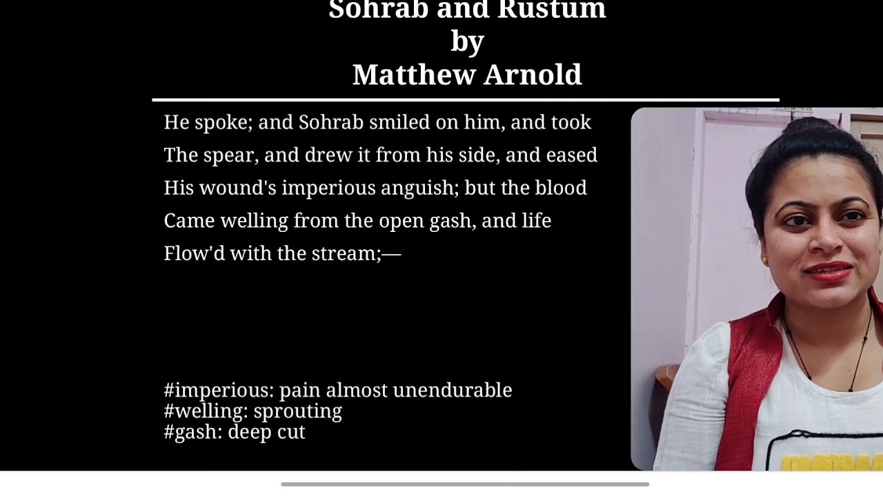 Sohrab and Rustum by Matthew Arnold: Part I | Lec 38 - YouTube