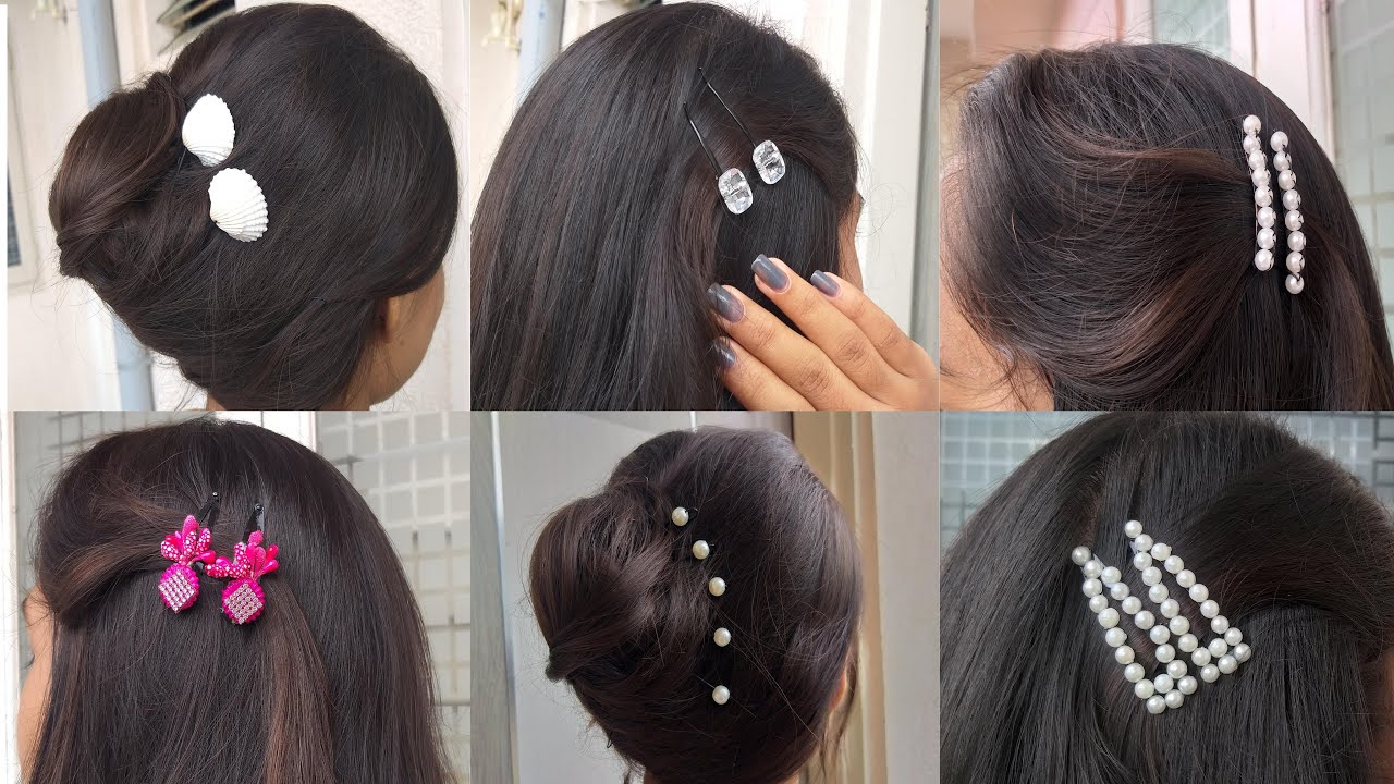 6 Trendy Hair pins !! Hair pins Making At Home !! DIY Hair Clips ...