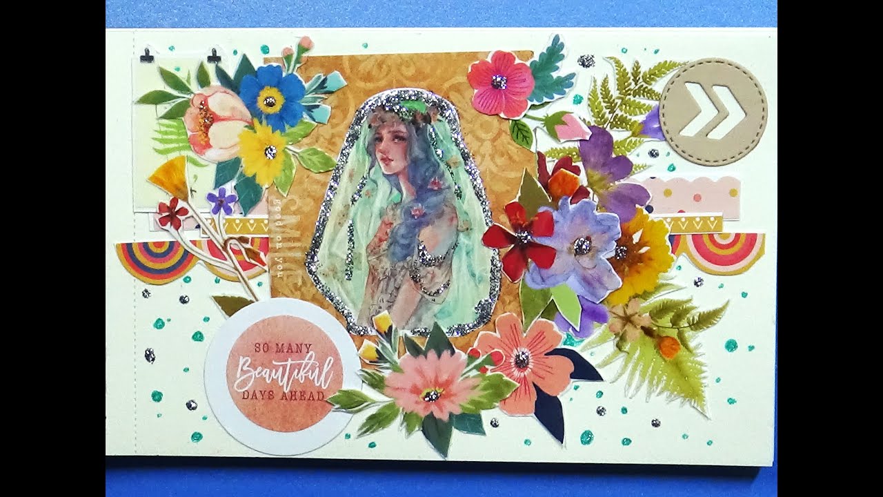 Art Journal Page - Beautiful girl with flowers - YouTube