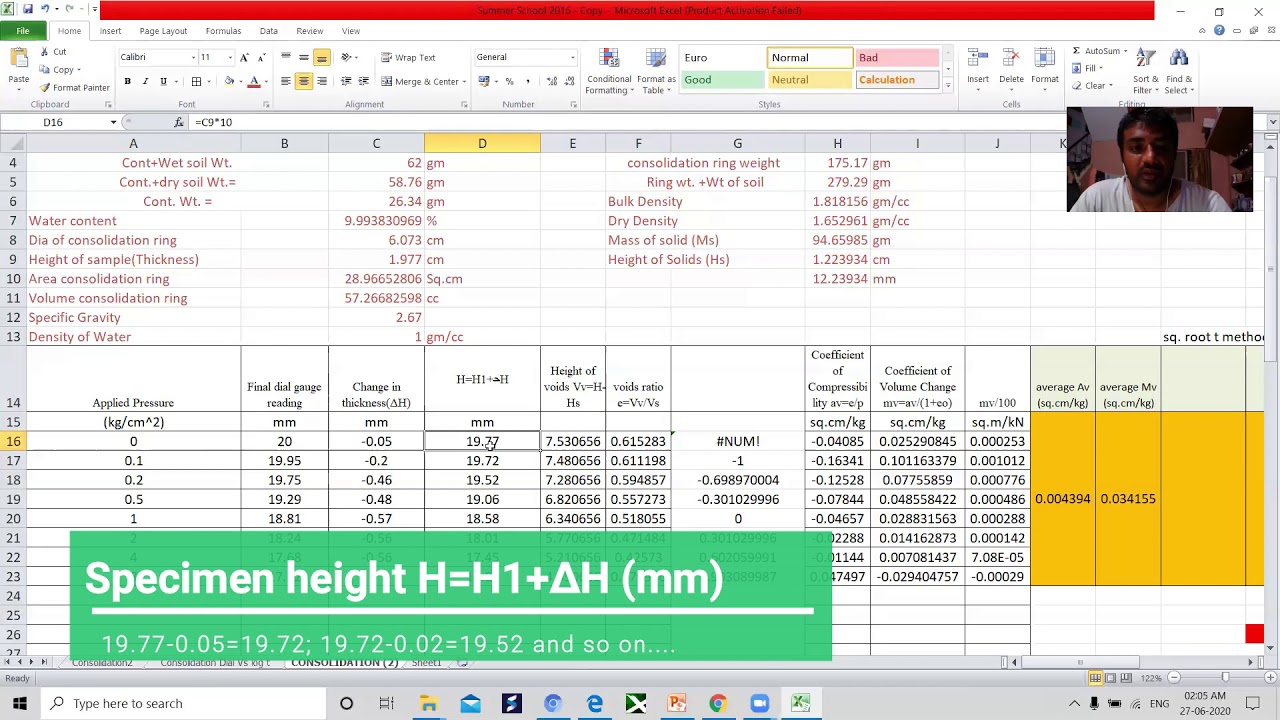 Consolidation-Determination of void ratio (e) - YouTube