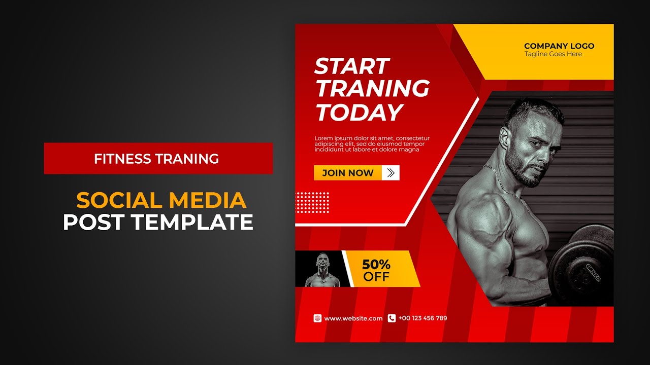 Fitness gym social media and instagram post template - YouTube