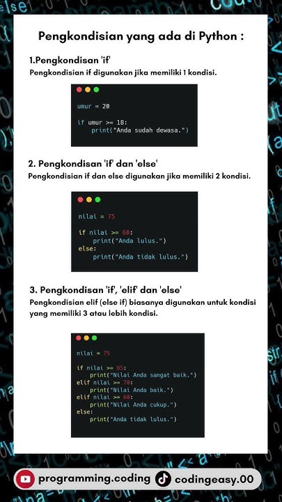 Pengkondisian pada program python - YouTube