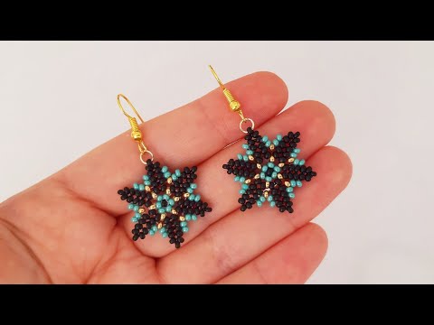 Kar tanesi küpe yapımı. snowflake earring making. DIY Beading Tutorial