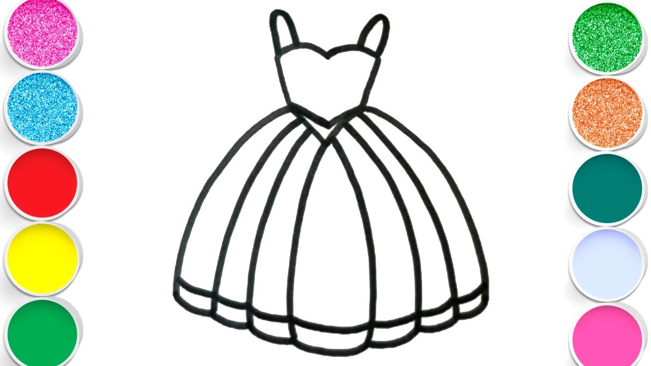 How to draw a Frock|Frock Drawing, Painting and Coloring for kids and ...