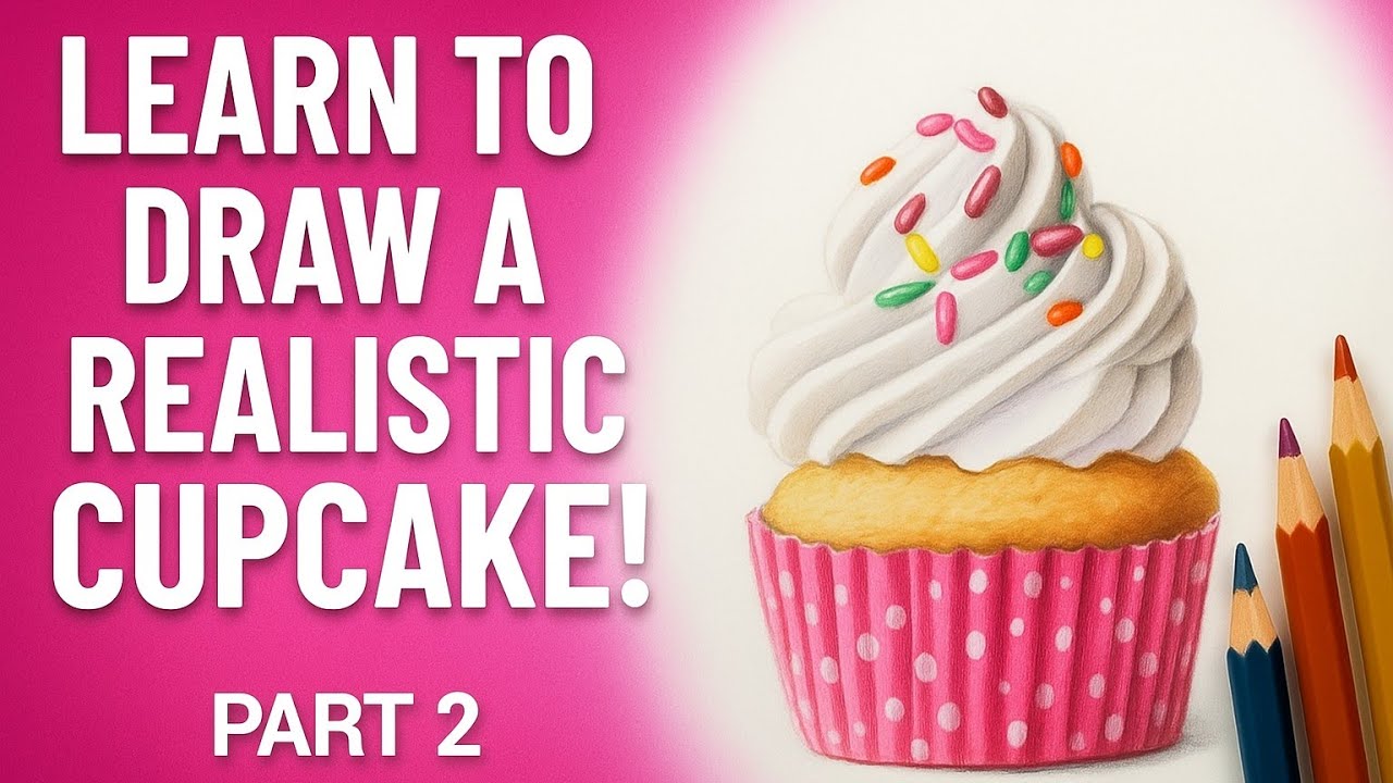 Realistic Cupcake Drawing Tutorial 🍰 | Colored Pencil Art for Beginners ...