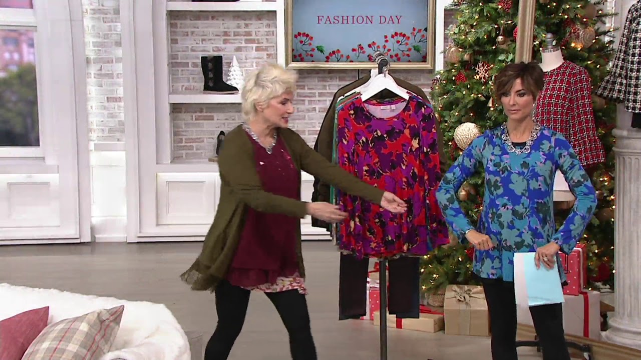 LOGO by Lori Goldstein Printed Knit Top with Long Sleeves on QVC - YouTube