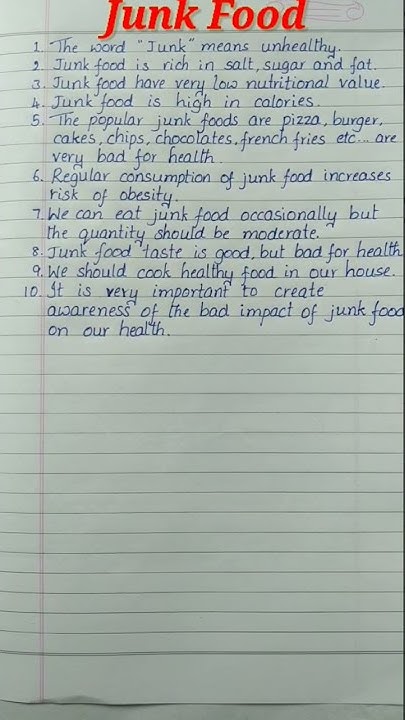 Junk Food/Essay on Junk Food/Speech on Junk Food for students/10lines ...