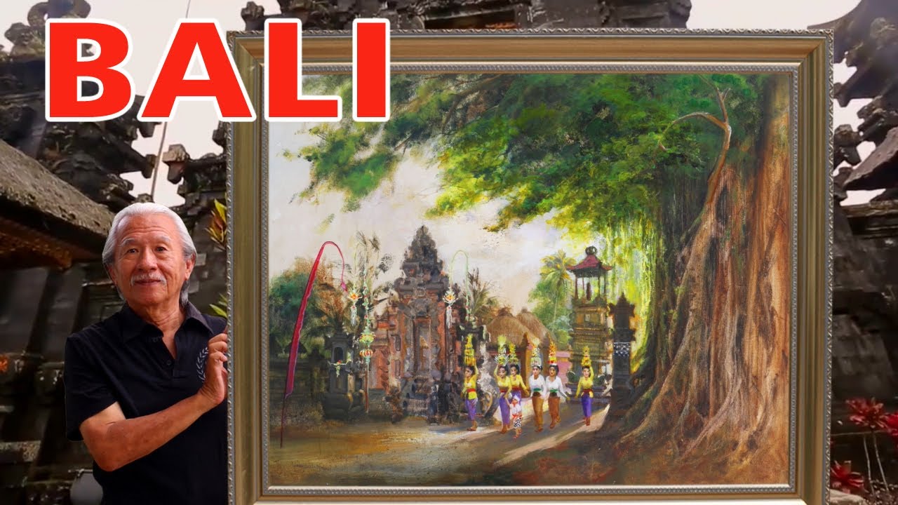 BALI Temple Ceremony Painting バリ島 Balinese Traditional Lady Ölmalerei ...