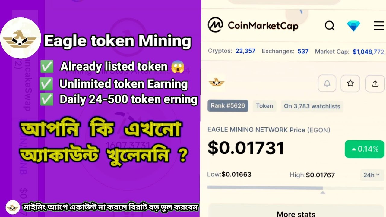 Daily 24 500 Token Earning Eagle Mining 100 Payment 