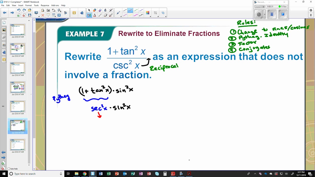 5-1 Example 7 Rewrite to Eliminate Fractions - YouTube